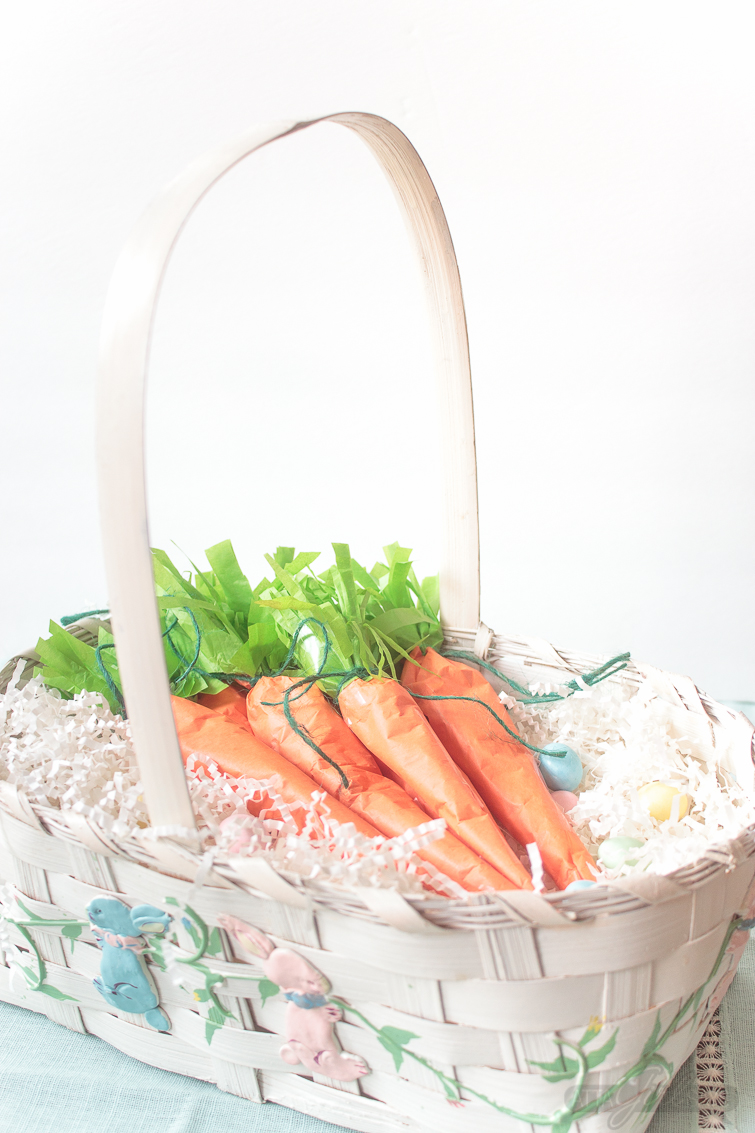 Easter Basket Craft: Tissue Paper Carrots Filled with Candy