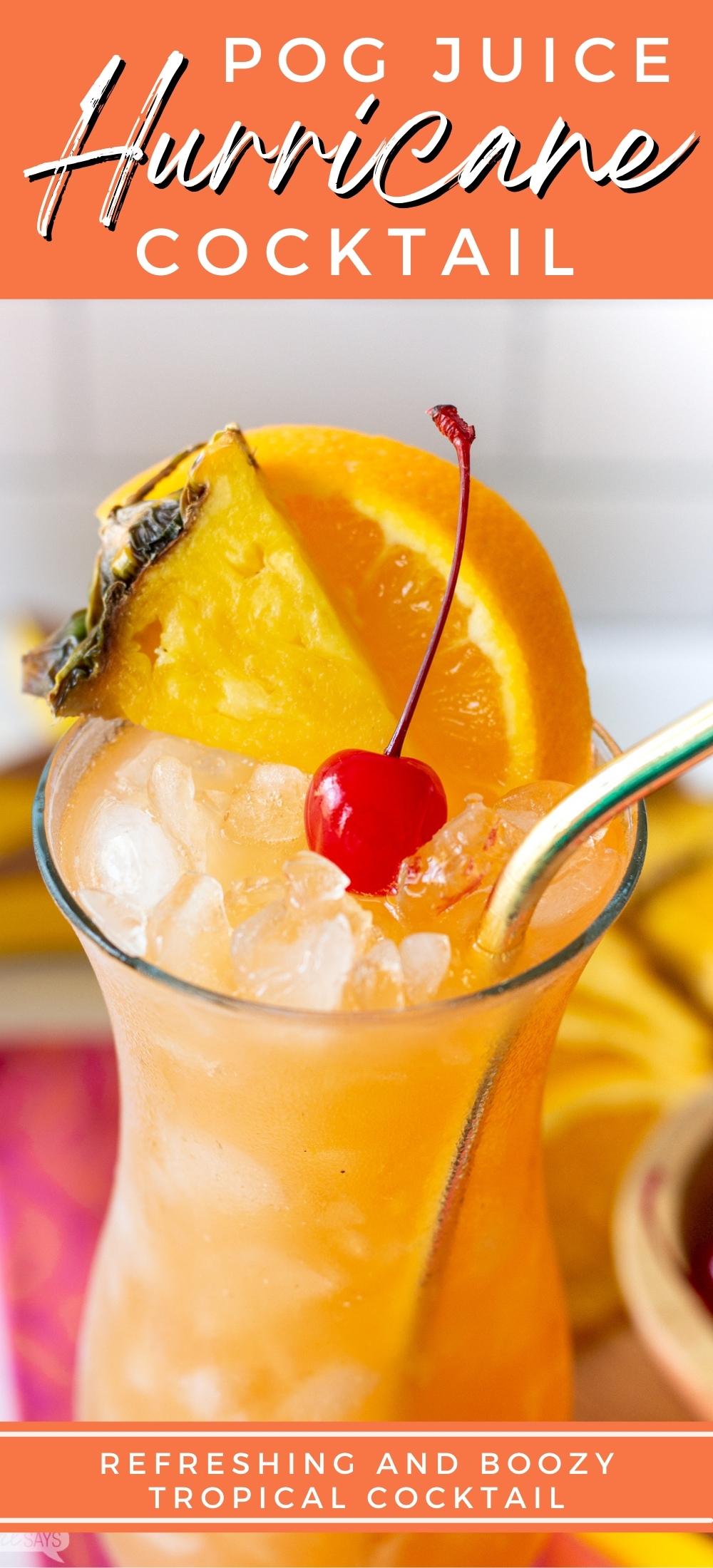 Tropical Hurricane Cocktail with Hawaiian POG Juice & Rum