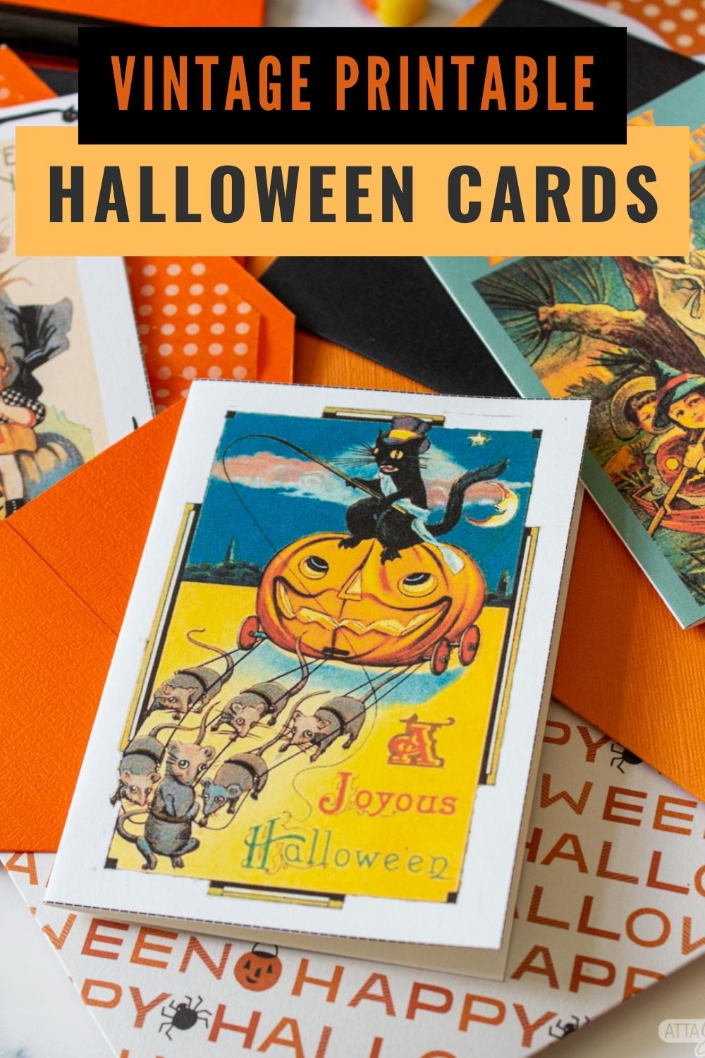 Free Vintage Halloween Cards Printable: Multiple Sizes & Designs