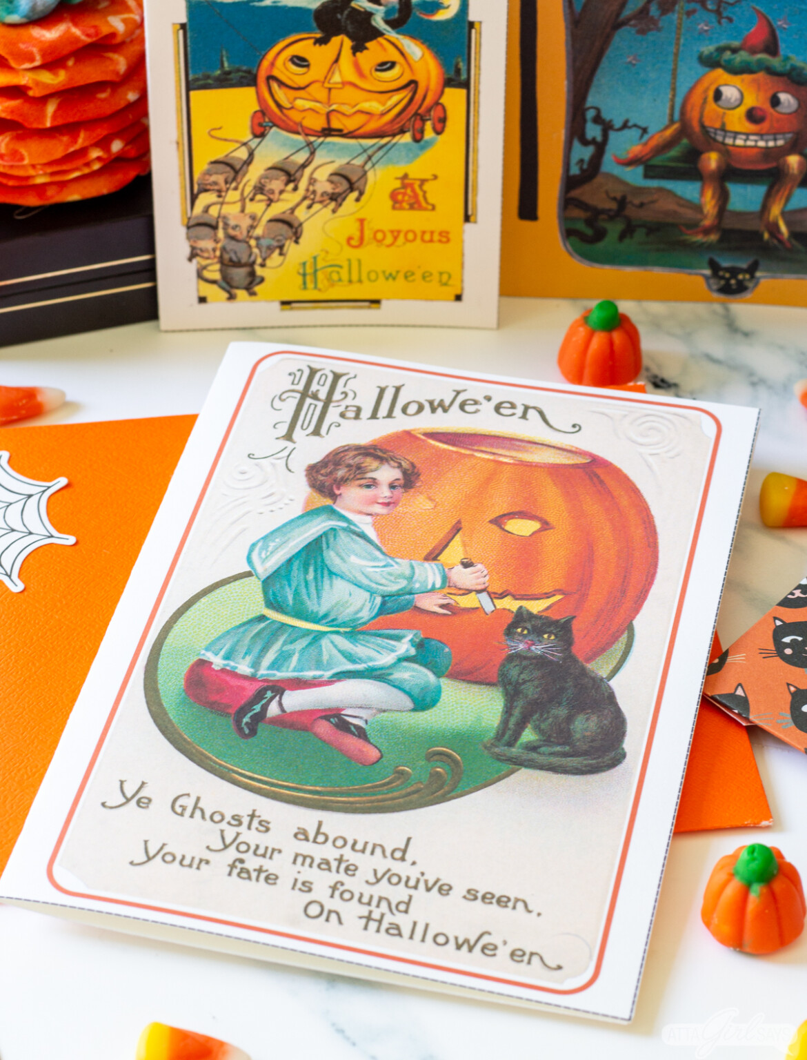 Free Vintage Halloween Cards Printable: Multiple Sizes & Designs