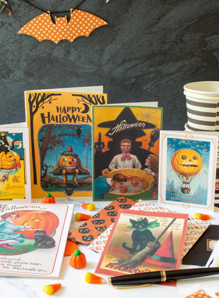 Free Vintage Halloween Cards Printable: Multiple Sizes & Designs
